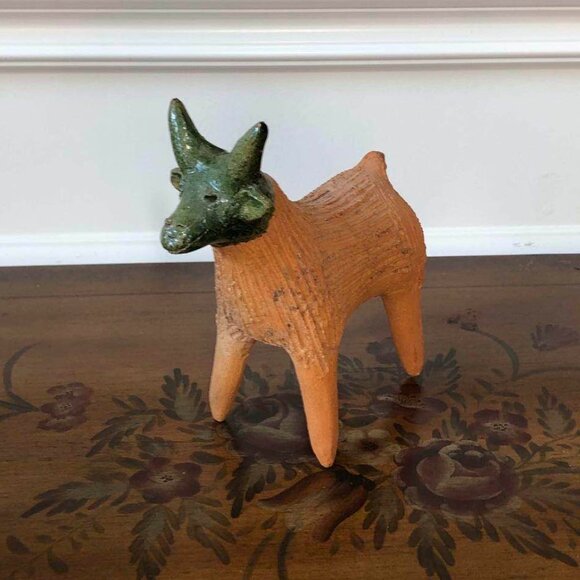 Art | Mexican Pottery Green Glaze Terracotta Chia Pet Ram | Poshmark